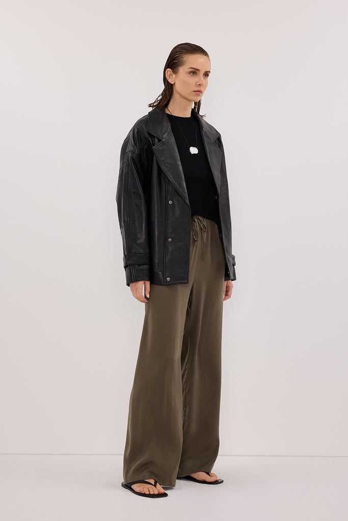 PERCY OLIVE SILK PANT | Dissh