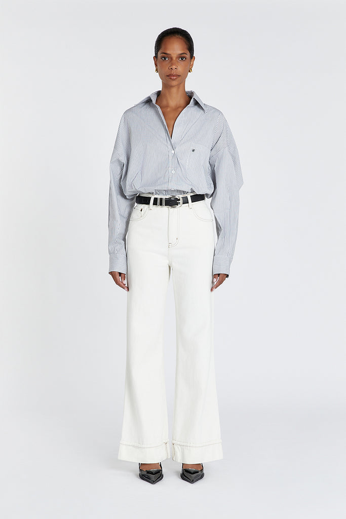 SUTTON CREAM TURNBACK HEM JEAN | Dissh