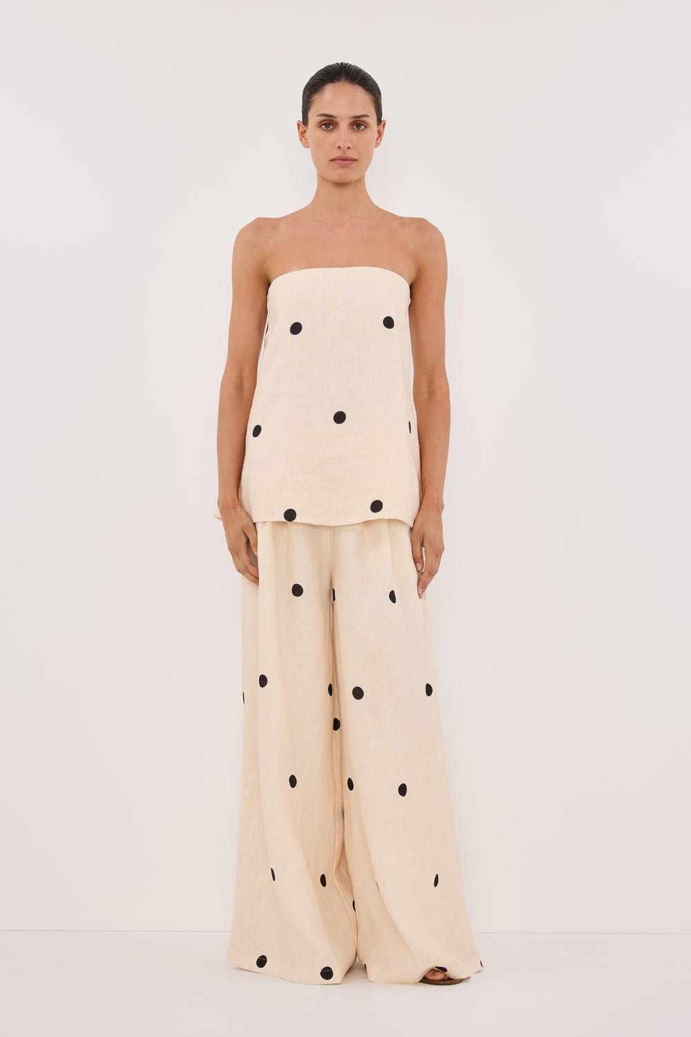 BEVERLY CREAM SPOT STRAPLESS TOP – DISSH