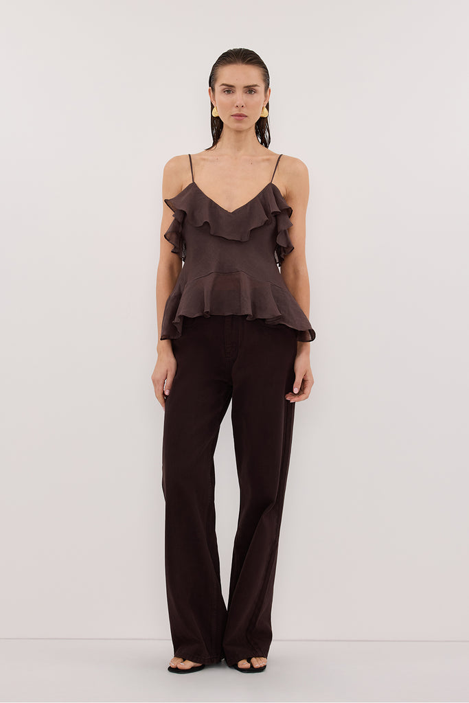 SARA DARK CHOC RAMIE CAMI TOP | Dissh