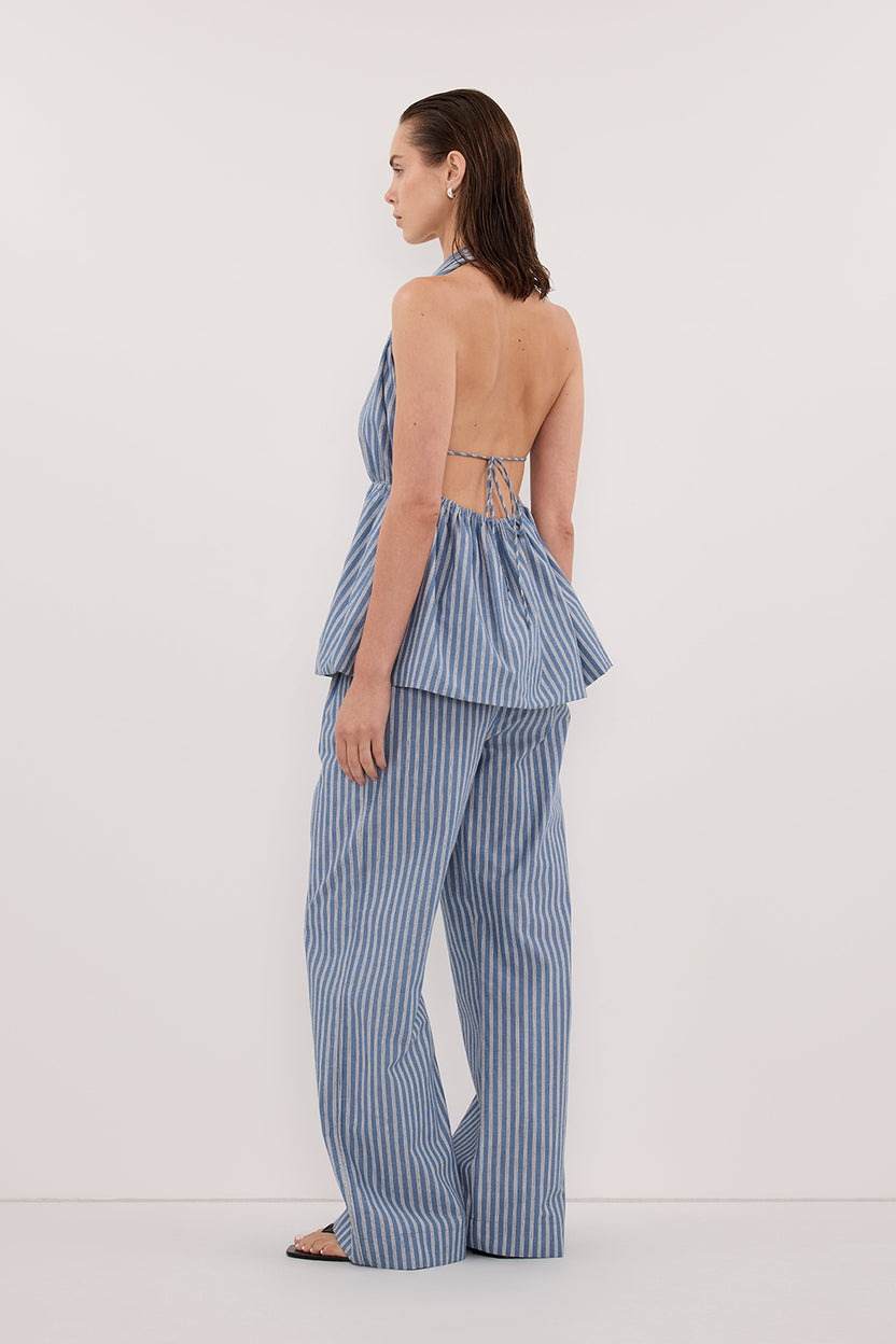 GRACIE BLUE STRIPE HALTER TOP – DISSH