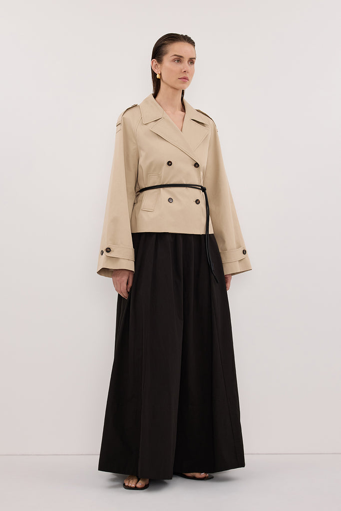 CONAGH BLACK POPLIN MIDI SKIRT | Dissh