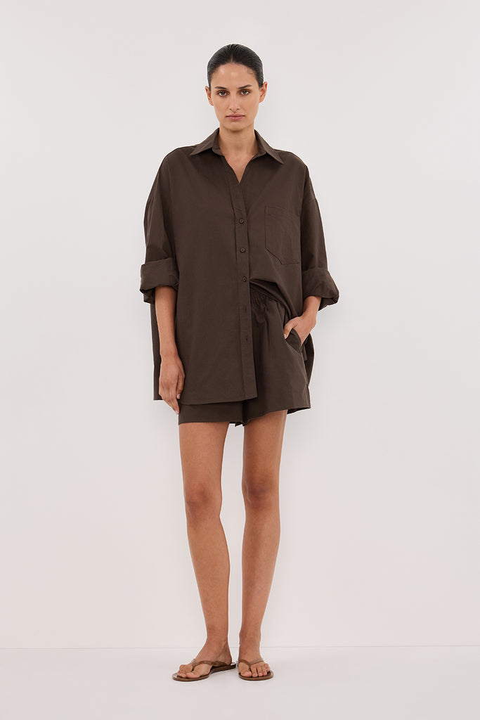 RHEA BITTER CHOC COTTON SHORT | Dissh