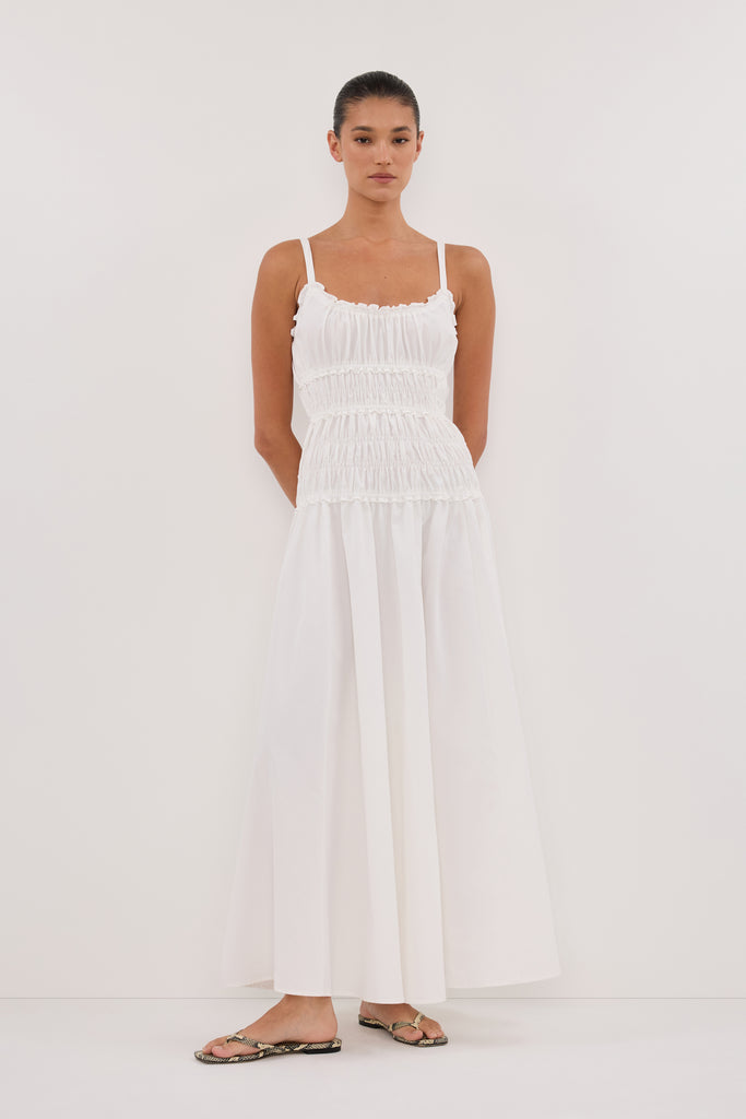 TOBY WHITE COTTON MIDI DRESS | Dissh