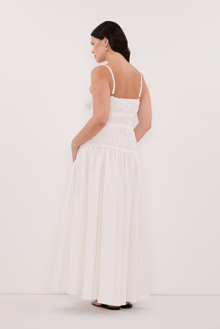 TOBY WHITE COTTON MIDI DRESS – DISSH