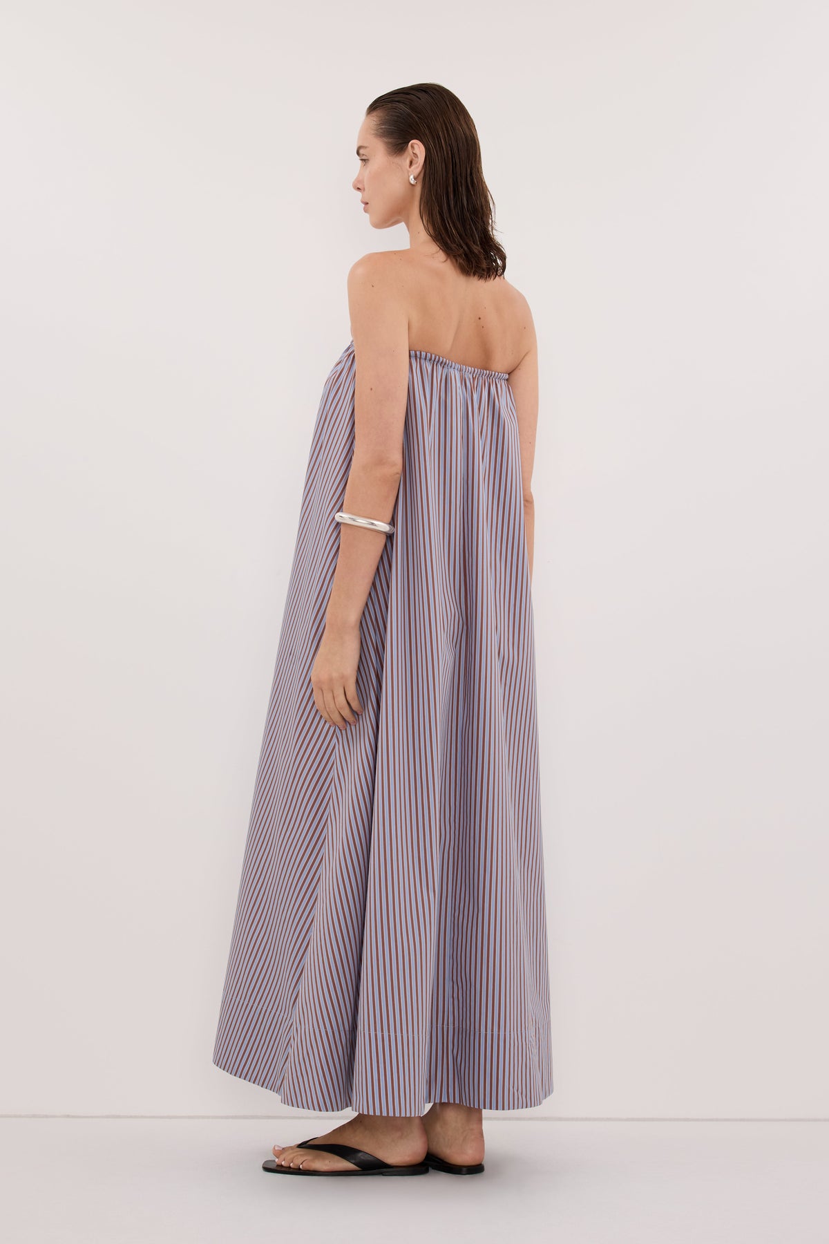 HARRI STRIPE STRAPLESS DRESS – DISSH