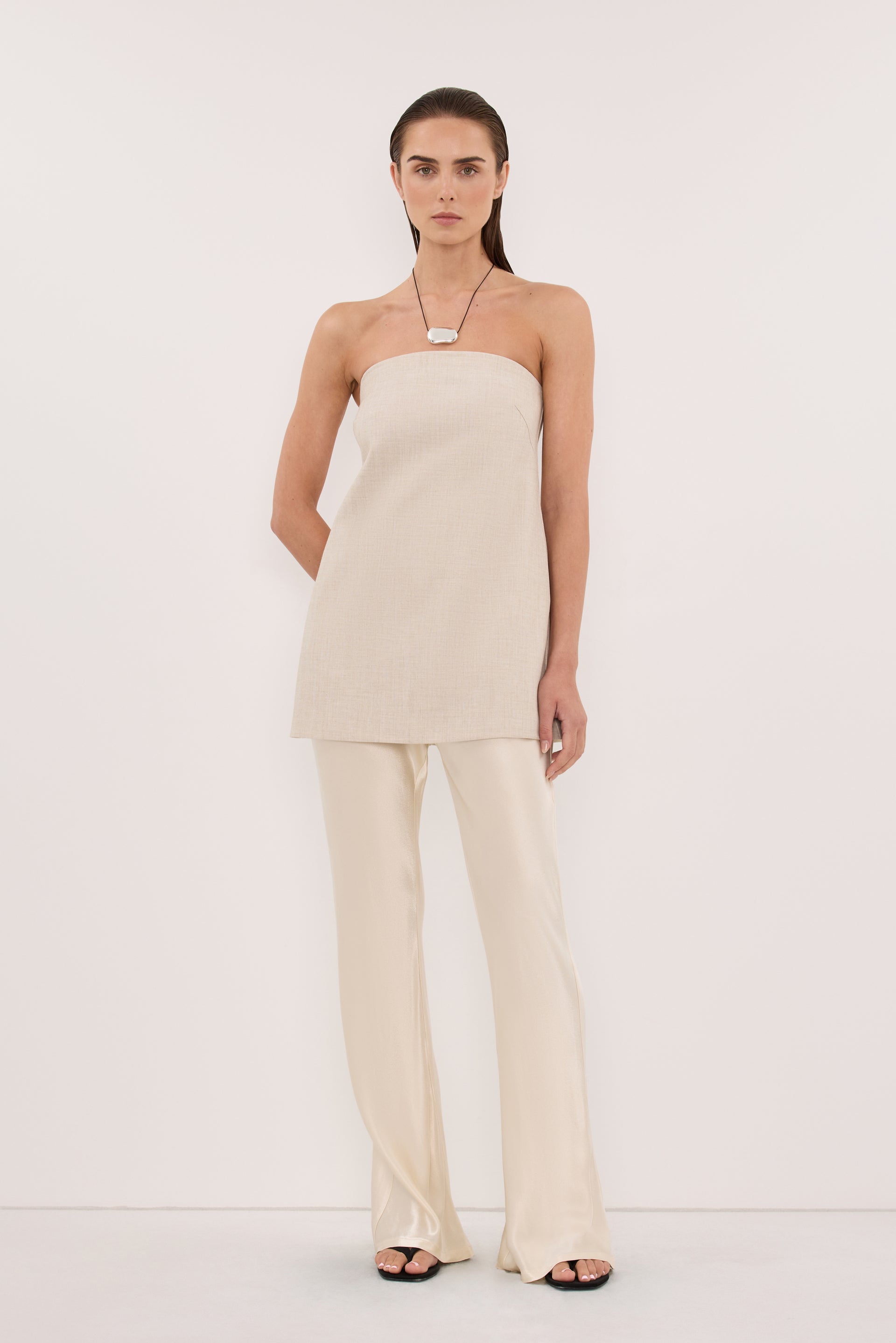 NIKKI CREAM SATIN BIAS PANT – DISSH