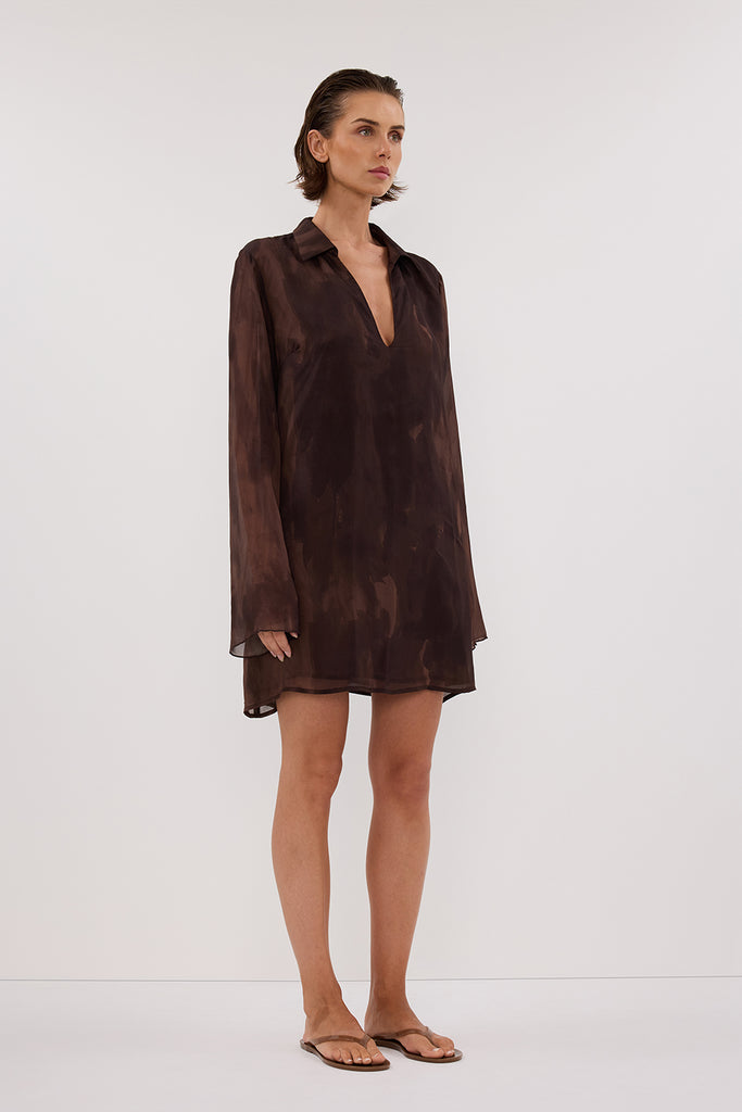 WILLOW CHOC GGT SLEEVED MINI DRESS | Dissh