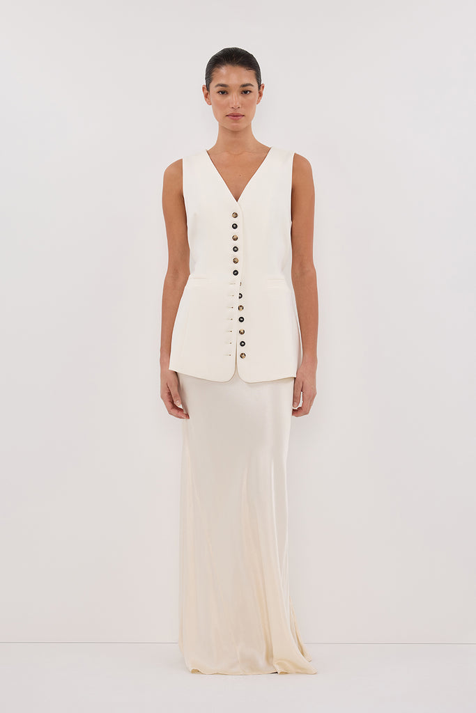 DEMI CREAM LONGLINE VEST | Dissh