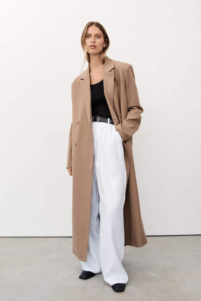 CELINA TAN WOOL BLEND COAT | Dissh