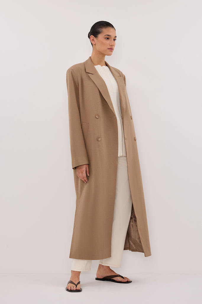 CELINA TAN WOOL BLEND COAT | Dissh
