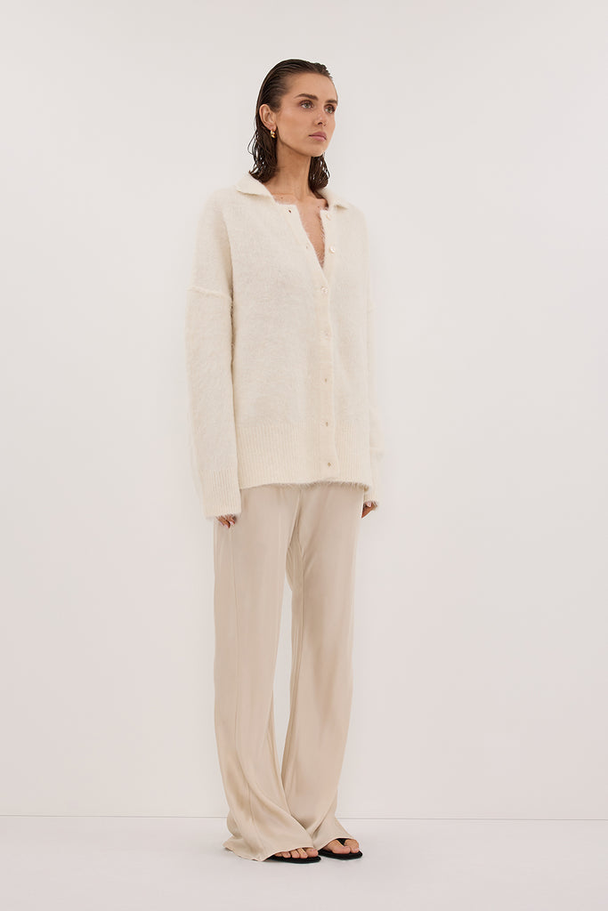 SALMA IVORY POLO NECK CARDIGAN | Dissh