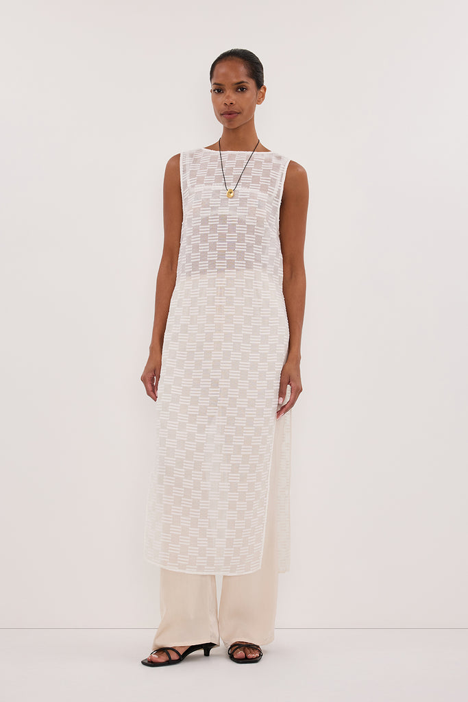 ELBA WHITE SHEER TUNIC TOP | Dissh
