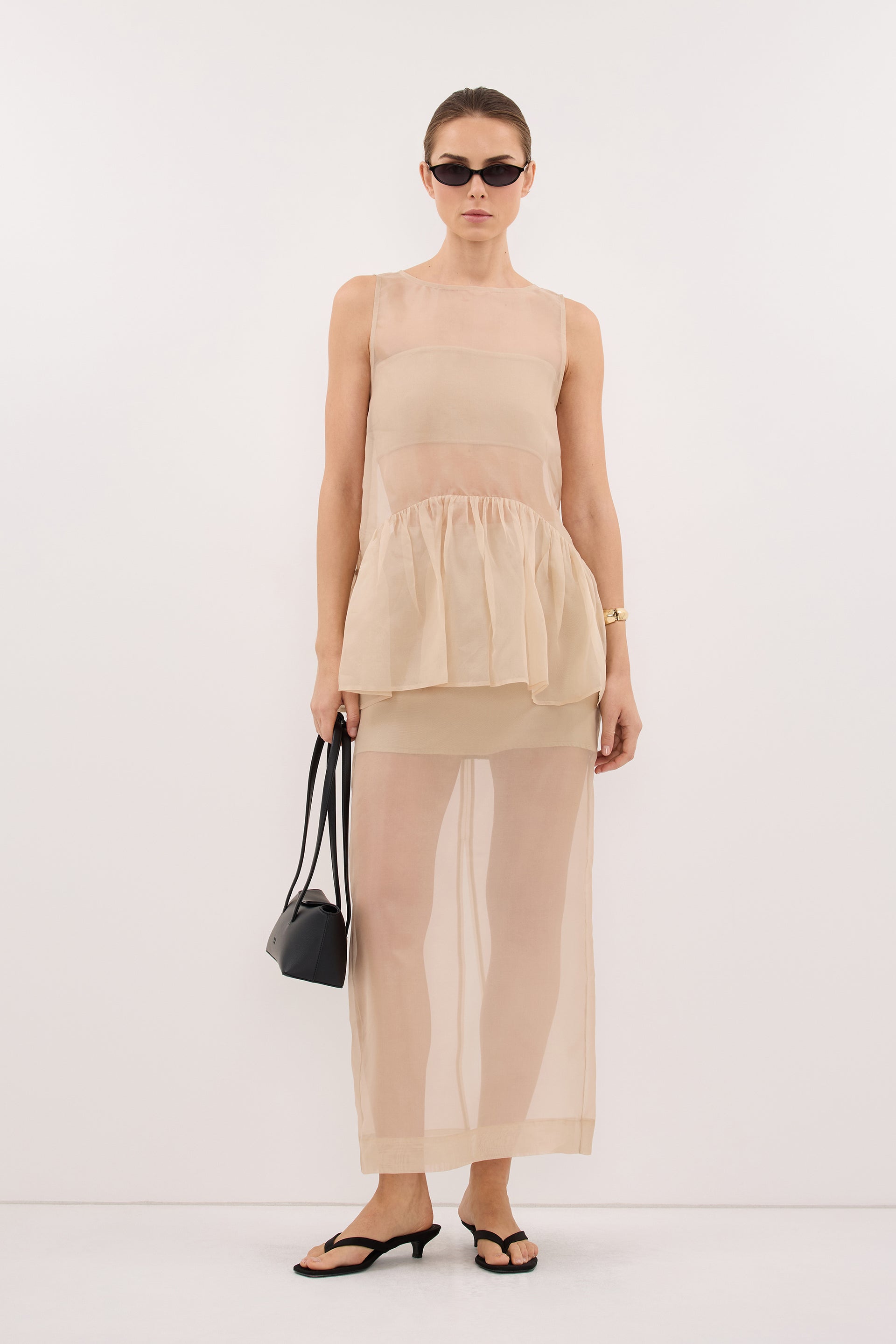 SIAN GOLD ORGANZA DROP WAIST TOP – DISSH