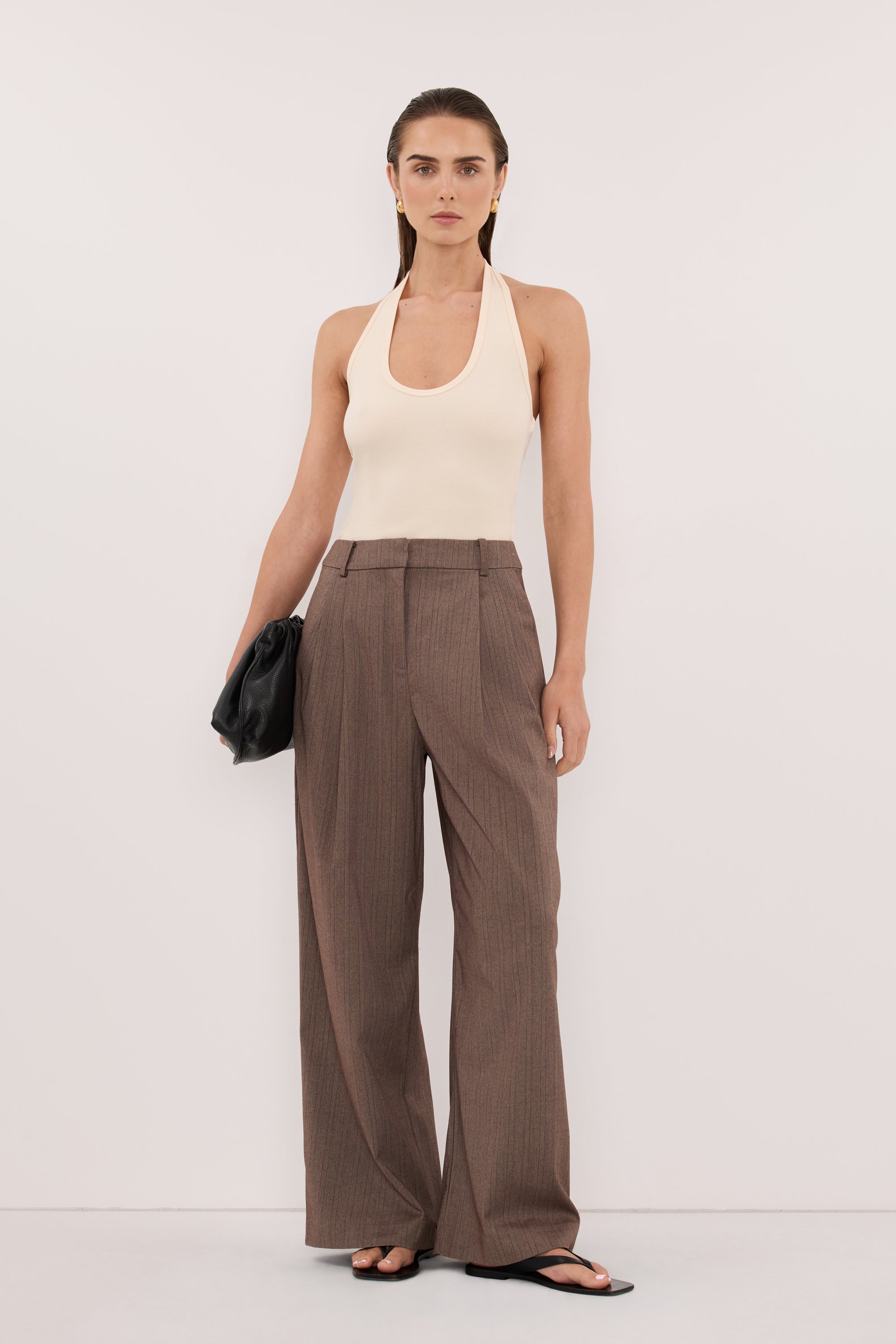 HAILEY CHOC STRIPE RELAXED PANT – DISSH