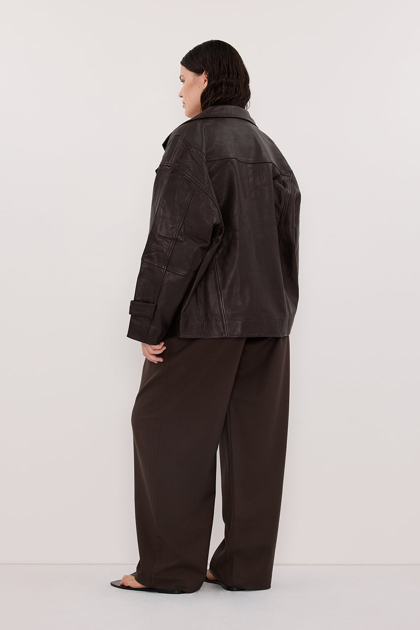 MARGOT CHOC LEATHER JACKET – DISSH