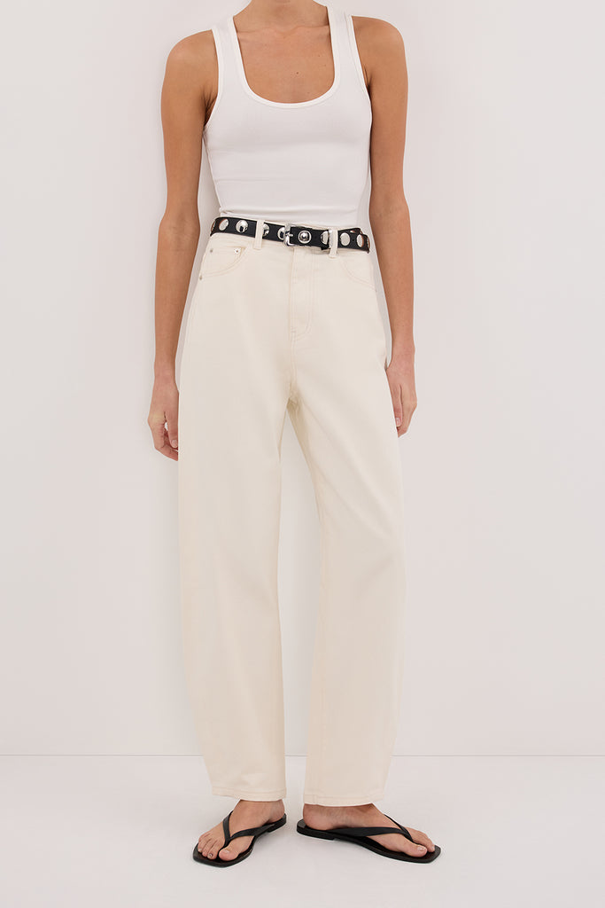 CALEB CREAM BARREL LEG JEAN | Dissh