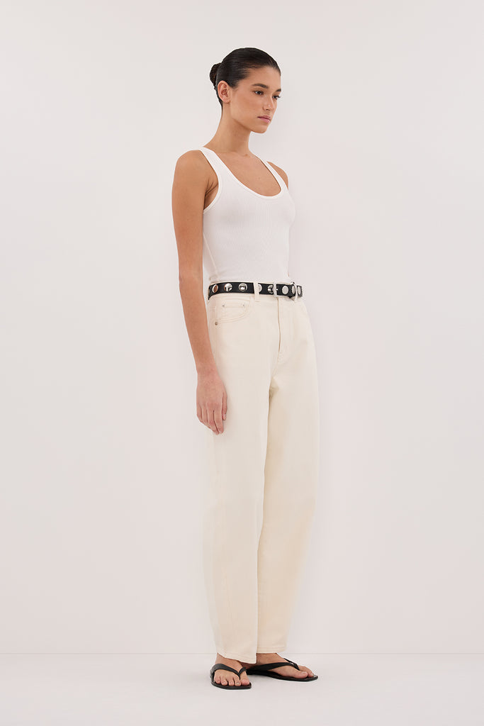 CALEB CREAM BARREL LEG JEAN | Dissh