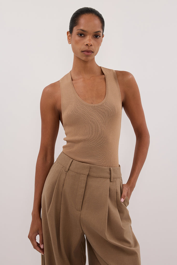 DEVIN TAN RACER KNIT TANK | Dissh