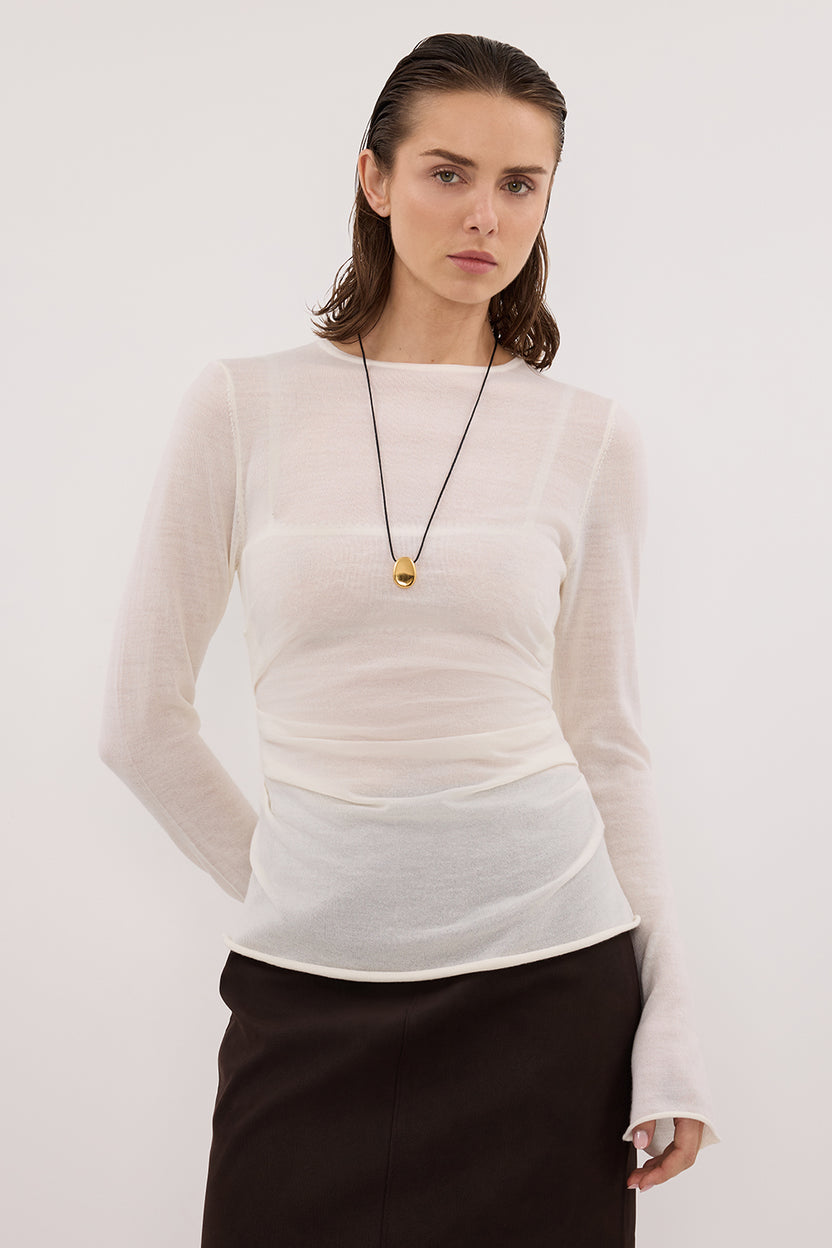 NICO OFF WHITE MERINO KNIT TOP – DISSH