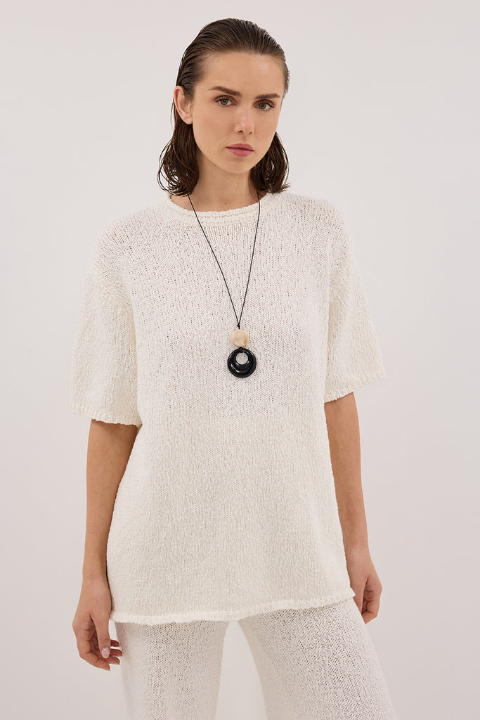 SUE OFF WHITE KNIT TEE | Dissh