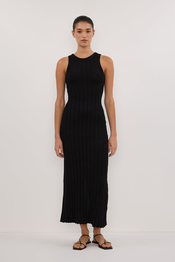 REM BLACK KNIT MIDI DRESS | Dissh