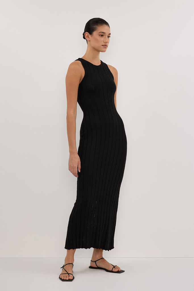 REM BLACK KNIT MIDI DRESS | Dissh