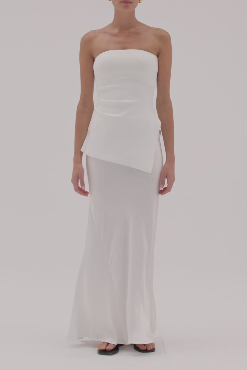 CHARLI WHITE SATIN MAXI SKIRT – DISSH