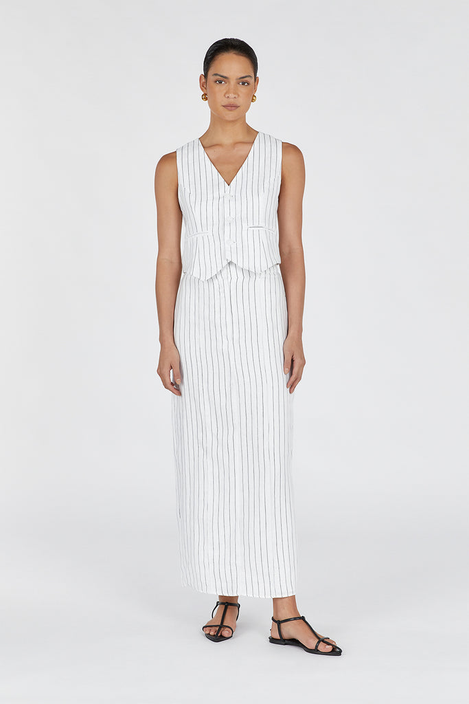 MARCEL WHITE PINSTRIPE VEST | Dissh