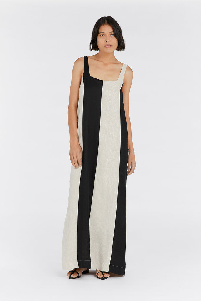 AGI NATURAL COLOUR BLOCK MAXI DRESS | Dissh